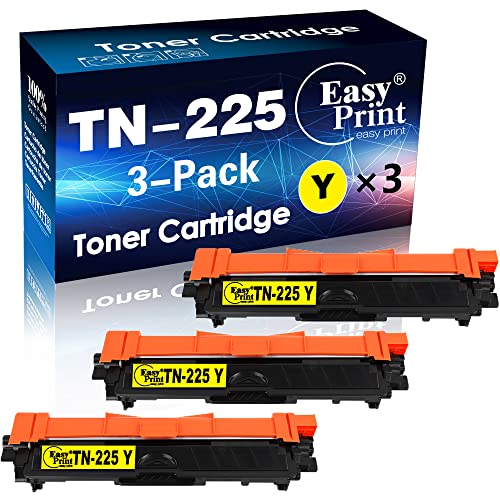 3xYellow High Yield Compatible TN225 TN-225 TN225Y Toner Cartridge for Brother HL-3140CW 3150CDW 3180CDW MFC-9130CW 9340CDW DCP-9022CDW Printer, by EasyPrint