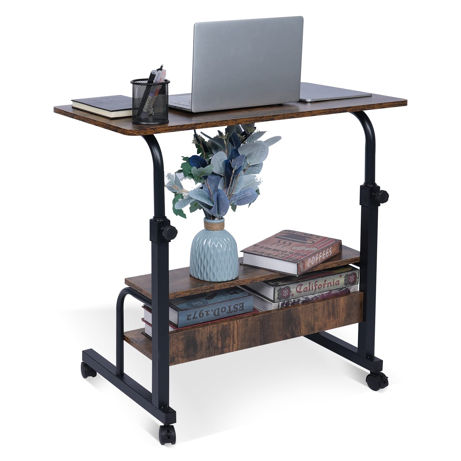 Computer-Desk Office-Desk, Small-Folding Gaming-Laptop Home-Office Desks for Small Spaces, Writing Study Desk Table with Storage for Home Bedroom, Adjustable Height 32×16×25-36 inches
