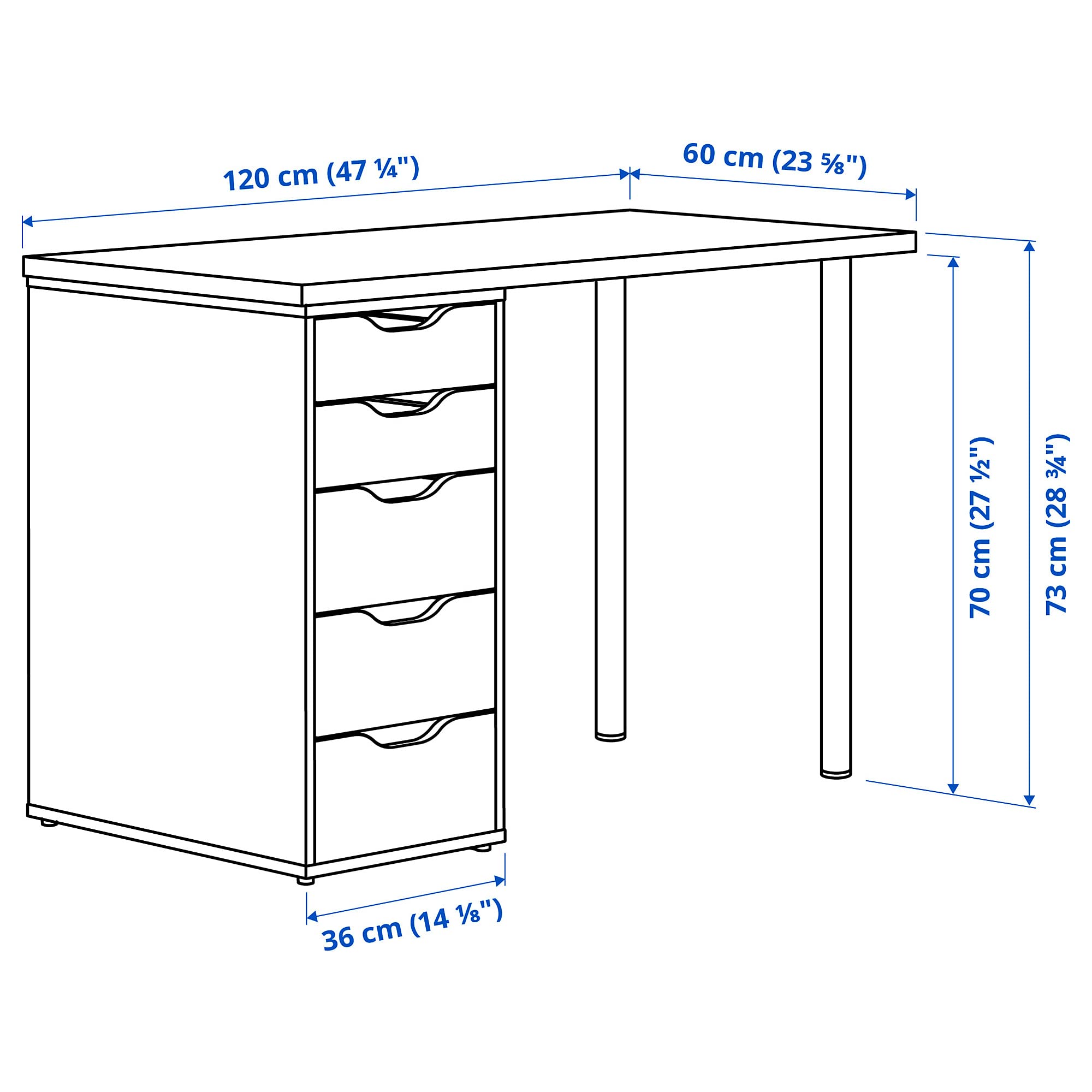 IKEA Alex/LAGKAPTEN Desk, White, 47 1/4x23 5/8 "