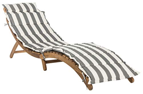 SAFAVIEH-Outdoor Collection Pacifica Natural/ Grey Stripe Cushion 3-Piece Chaise Lounge Set with Table