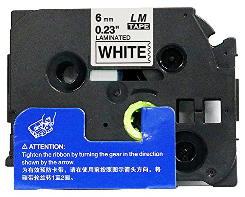 LM Tapes - Brother PT-1280 Label Printer 6mm Black on White Compatible TZe P-Touch Tape (1/4" 0.23 Laminated) for Brother Model PT1280 Label Maker