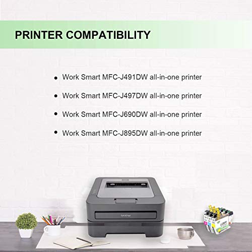 Yumagenta Compatible Ink Cartridge with New Updated Chips Replacement for Brother LC-3011 to use with MFC-J690DW MFC-J895DW MFC-J491DW MFC-J497DW Printer(2 Black, 1 Cyan, 1 Magenta, 1 Yellow,5-Pack)