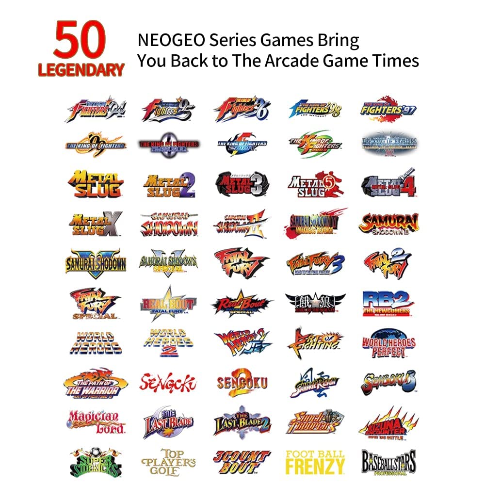 UNICO MVSX Arcade and Base, Pre-Loaded 50 SNK Official Genuine Retro Games, Support Two Players Fight Together by 2 Joysticks