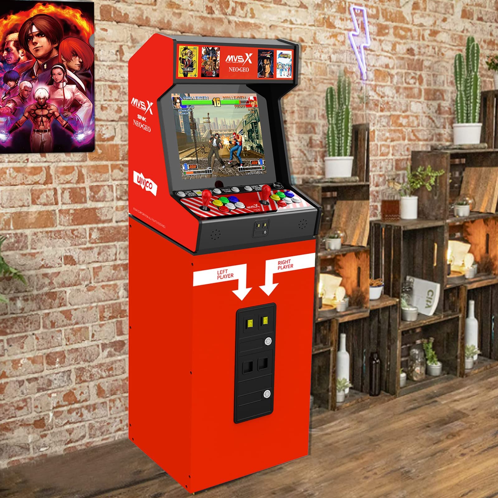 UNICO MVSX Arcade and Base, Pre-Loaded 50 SNK Official Genuine Retro Games, Support Two Players Fight Together by 2 Joysticks