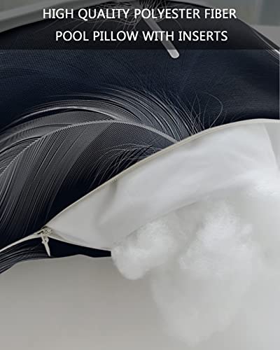 Recliner Head Pillow Ledge Loungers Chair Pillows with Insert White Gradient Feather Blue Background Lumbar Pillow with Adjustable Strap Outdoor Waterproof Patio Pillows for Beach Pool Chair, 2 PCS