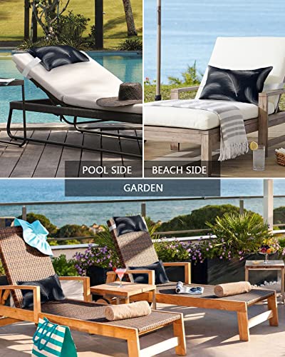Recliner Head Pillow Ledge Loungers Chair Pillows with Insert White Gradient Feather Blue Background Lumbar Pillow with Adjustable Strap Outdoor Waterproof Patio Pillows for Beach Pool Chair, 2 PCS
