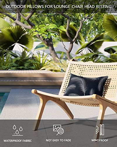 Recliner Head Pillow Ledge Loungers Chair Pillows with Insert White Gradient Feather Blue Background Lumbar Pillow with Adjustable Strap Outdoor Waterproof Patio Pillows for Beach Pool Chair, 2 PCS