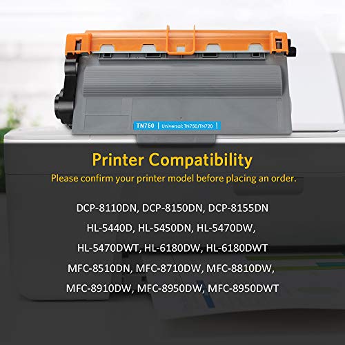 v4ink Compatible Toner Cartridge Replacement for Brother TN-750 TN750 TN-720 High Yield Toner Black for Brother hl-5470dw hl-6180dw HL-5450dn dcp-8110dn mfc-8710dw mfc-8950dw Printer, 1 Pack