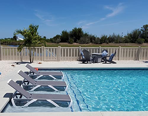 Kozyard Alan Full Flat Alumium and Polypropylene Resin Legs Patio Reclinging Adustable Chaise Lounge with Sunbathing Textilence, 5 Adjustable Position (Gray Textilene Without Table)