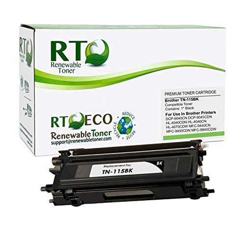 Renewable Toner Compatible Toner Cartridge Replacement for Brother TN115 TN115BK DCP-9040CN 9045CDN MFC-9440CN MFC-9450CDN 9840CDW HL-4040CDN 4040CN 4070CDW (Black)
