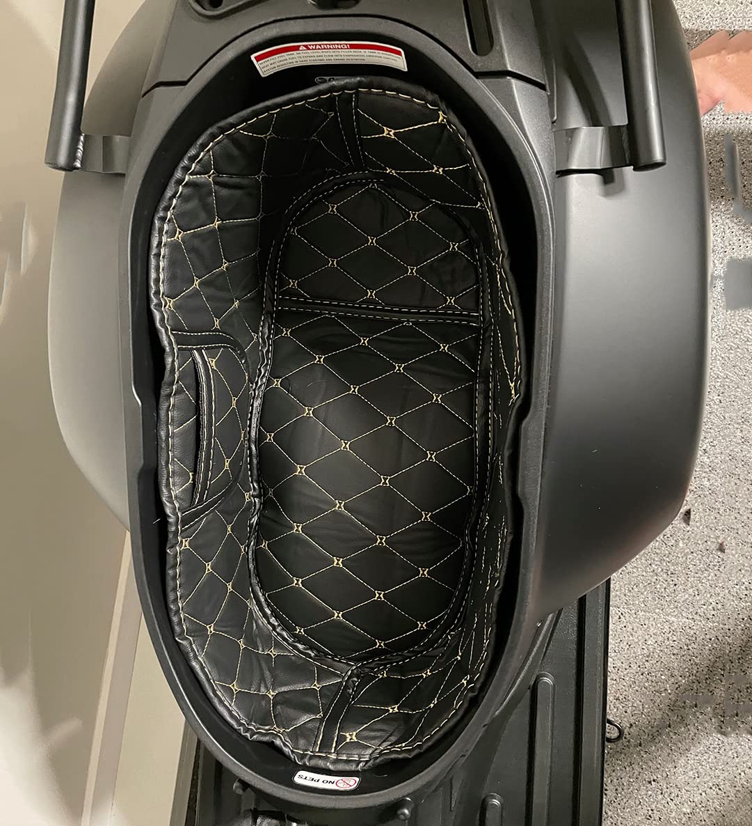 PRO-KODASKIN Motorcycle PU Rear Cargo Trunk Liner Pad Scooter Sitting Bucket Lining Mat for Vespa GTS300 GTS 300 HPE -Black(Italy)…