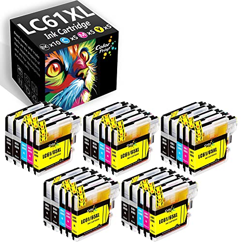 ColorPrint 25-Pack Compatible LC61 Ink Cartridge Replacement for Brother LC-61 XL LC61XL LC65 LC65XL Used for MFC-990CW MFC-795CW MFC-J220 MFC-495CW MFC-J270W MFC-J410W MFC-J415W J630W J615W Printer