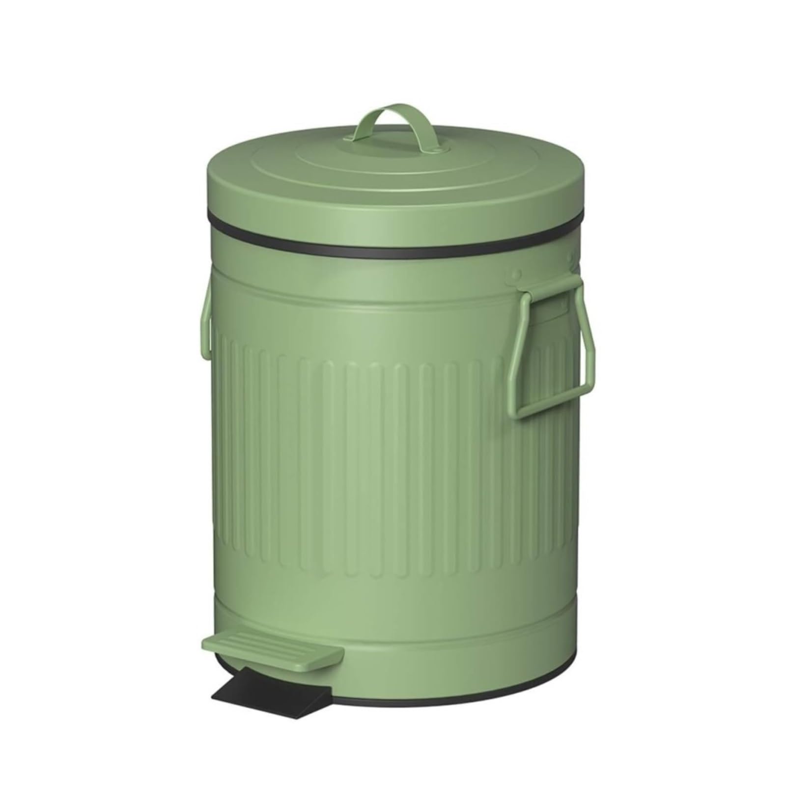 Valcla Trash Can Pedal Trash Can Retro Round Post Box with Cover Stainless Steel Green Sealed Trash Can Home Kitchen Recycling Bin Suitable for Home Mall Office (Color : Green, Size : 7L)