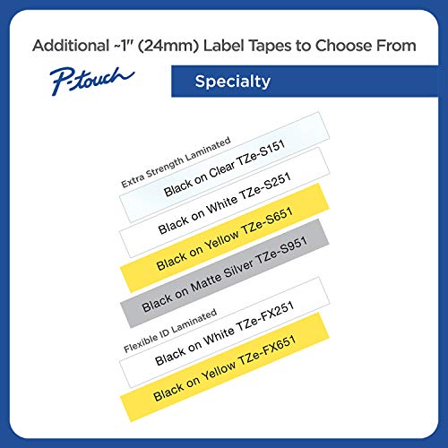 Brother P-touch TZe-M355 White Print on Premium Matte Black Laminated Tape 24mm (0.94”) wide x 8m (26.2’) long