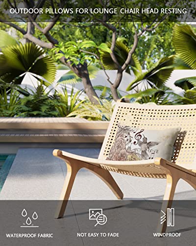 Recliner Head Pillow Ledge Loungers Chair Pillows with Insert Yellow Flowers Flying Hummingbirds and Musical Notes Lumbar Pillow with Adjustable Strap Patio Garden Cushion for Sofa Bench Couch, 2 PCS