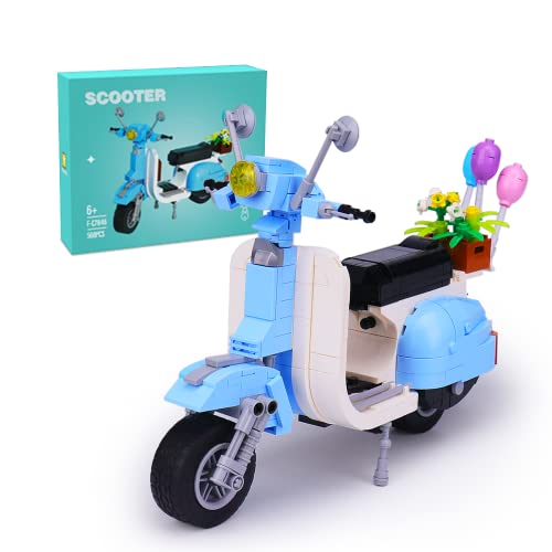 Bourvill Motorcycle Vehicle Scooter Building Kit, Compatible with Lego Vespa, Cute Educational Building Toys for Kids, Great Gifts for Adult Boys Girls 6-12 Years Old (568 Pieces)