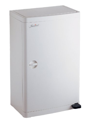 Janibell M400BW ABS 15-Gallon Hygienic Hands-Free Foot Pedal Operated Waste Disposal System, Rectangular, 10-1/4" Width x 15-3/4" Depth x 25-3/16" Height, White