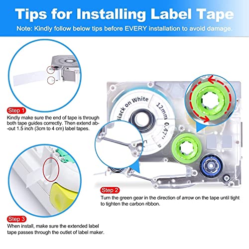 Compatible Label Tape Replacement for Brother Ptouch TZe-231 Label Tapes Bundle with Replacement TZe Label Tape Multicolor, 0.47" x 26.2', Black on White/Clear/Red/Blue/Yellow/Green (Total 11-Pack)