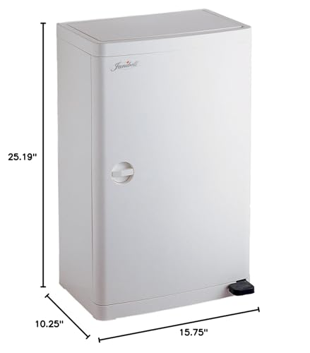 Janibell M400BW ABS 15-Gallon Hygienic Hands-Free Foot Pedal Operated Waste Disposal System, Rectangular, 10-1/4" Width x 15-3/4" Depth x 25-3/16" Height, White