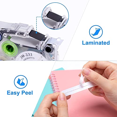 Compatible Label Tape Replacement for Brother Ptouch TZe-231 Label Tapes Bundle with Replacement TZe Label Tape Multicolor, 0.47" x 26.2', Black on White/Clear/Red/Blue/Yellow/Green (Total 11-Pack)
