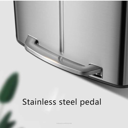 AAMNA 13 Gallon/48L Step Trash Can w/Lid Stainless Steel Garbage Can with Dual Compartment Large Capacity Foot Pedal Kitchen Recycle Waste Bin