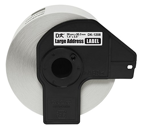 Brother, Die-Cut Large Address Labels, DK-1208, Brother Genuine Labels, Long Lasting Reliability, Die-Cut Large Address Paper Labels, 400 Labels per Roll, (1) Roll per Box
