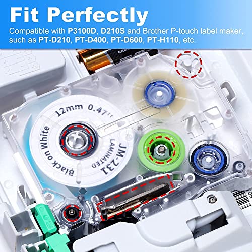 Compatible Label Tape Replacement for Brother Ptouch TZe-231 Label Tapes Bundle with Replacement TZe Label Tape Multicolor, 0.47" x 26.2', Black on White/Clear/Red/Blue/Yellow/Green (Total 11-Pack)