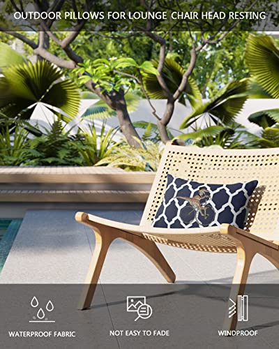 Recliner Head Pillow Ledge Loungers Chair Pillows with Insert Dinosaur With Moroccan Texture Navy Blue Lumbar Pillow with Adjustable Strap Outdoor Waterproof Patio Pillows for Beach Pool, 2 PCS