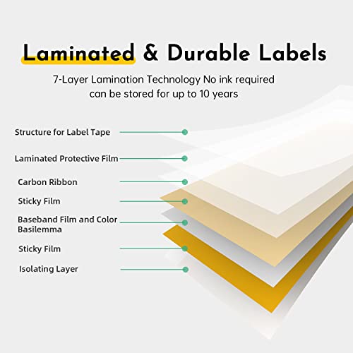 Label KINGDOM Label Tape JM-231 Compatible for Brother P Touch Label Tape PT-D210 PT-H110 and D210S P3100D E1000 Label Maker JM231 12mm 0.47 Laminated White, 5 Pack