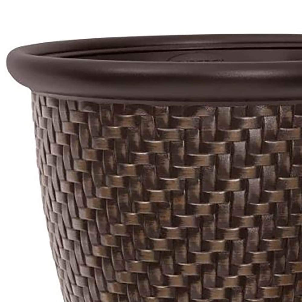 Suncast 1807J4 TRV174255 18" x 16.5" Resin Planter-Lightweight Contemporary Flower Po, Dark Brown