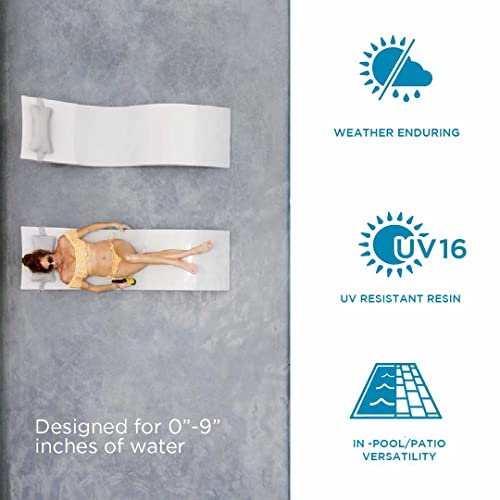 Ledge Lounger - Signature Chaise - Inside Pool & Sun Shelf Lounge Chair - Designed for Shallow Shelves Up to 9” - Compatible with All Pool Types - Poolside & Sun Deck Tanning - Set of 2 - White