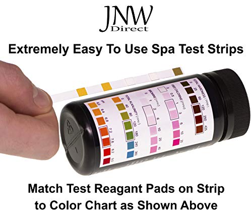 Hot Tub Test Strips - 6in1 Quick & Accurate Spa Test Strips for Hot Tubs - 100 Water Test Strips, Hot Tub Water Test Kit with E-Book - Test Chlorine, Bromine, pH, Hardness, Alkalinity - JNW Direct