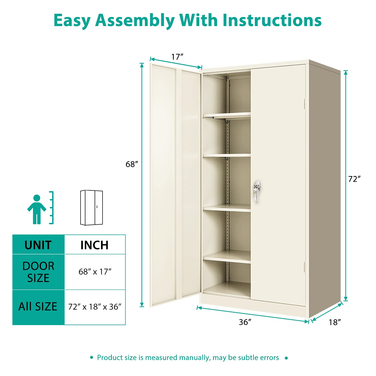 INTERGREAT Tall Metal Storage Cabinet, 72" Locking Steel Cabinet with Door and Shelves, Utility Cabinets for Office, Garage,Home,(Gray)