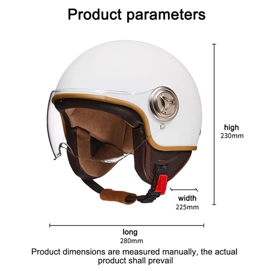 Vespa Retro 3/4 Open Face Motorcycle Helmet - DOT Approved Vintage Electrical Scooter Helmet with Visor Light - Breathable Quick Buckle - Pink - 54-61CM