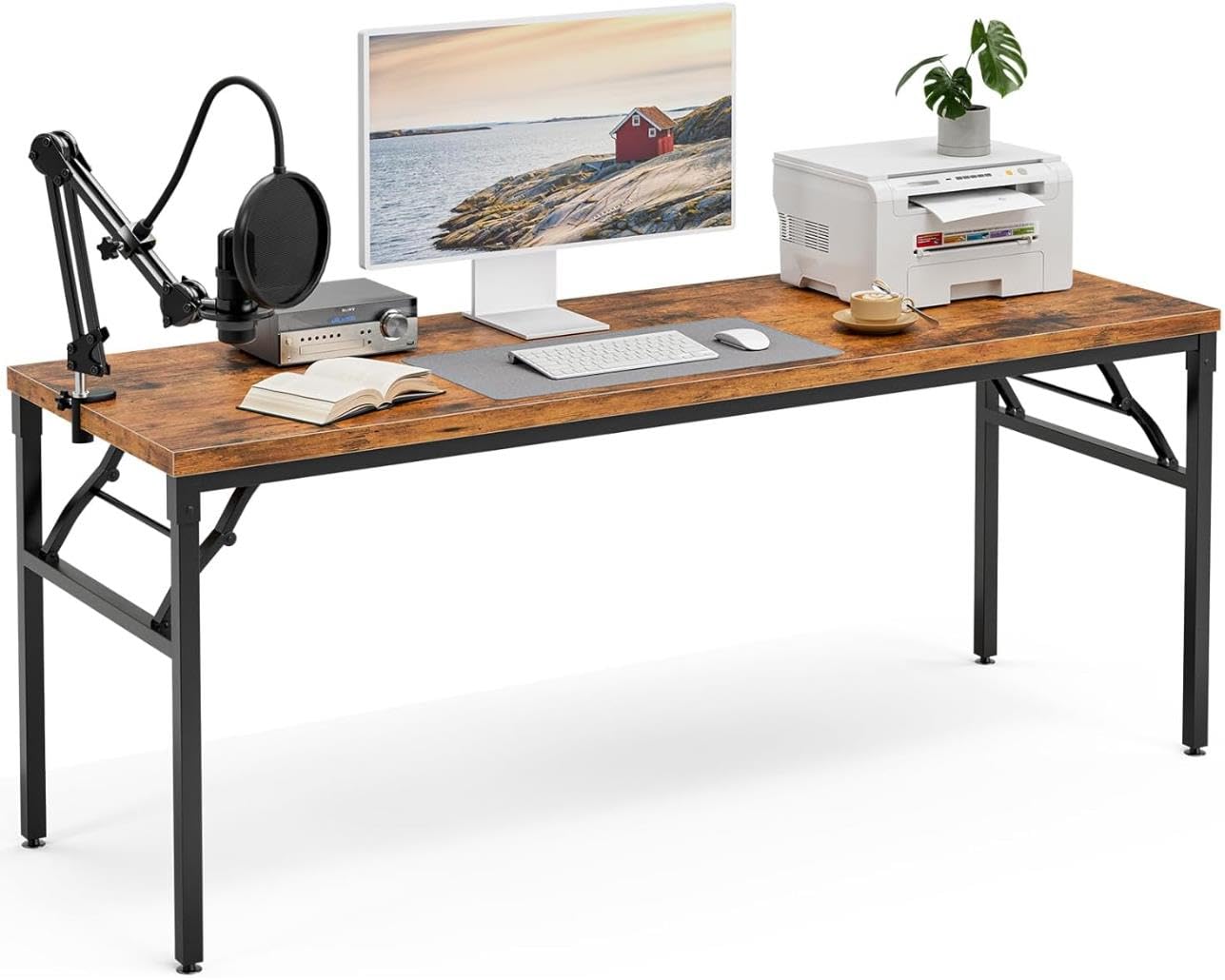 TEMI Computer Desk with Power Outlet - Portable Small with USB Ports, Durable Construction. Perfect Writing Desk, Study Table, and Office Table for Compact Spaces. Work Desk for Home Office Use.