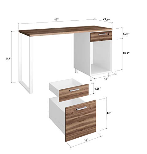 Modern Design Milano Office Computer Desk with 3 Locking Drawers, 48 Inch Grey and Black Wood Desk with Filing Drawer and Storage by Crafts and Comfort