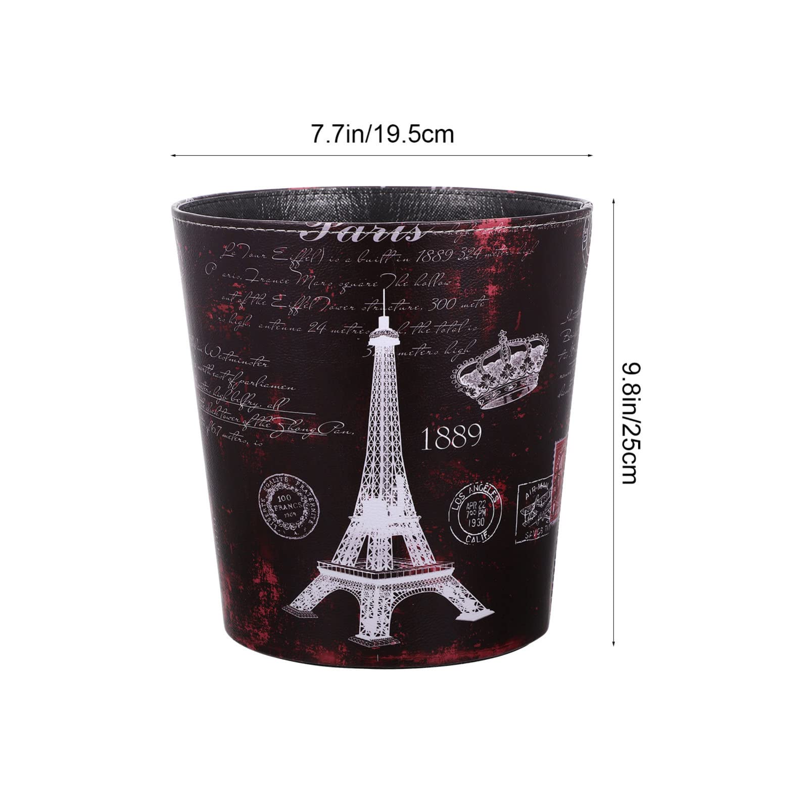 HANABASS Garbage Cans Eiffel Tower Waste Basket Kitchen Compost Bin European Style Waste Container PU Leather Trash Bin Garbage Can Storage Bucket Garbage Bin Waste Paper Basket Kitchen Compost Bin