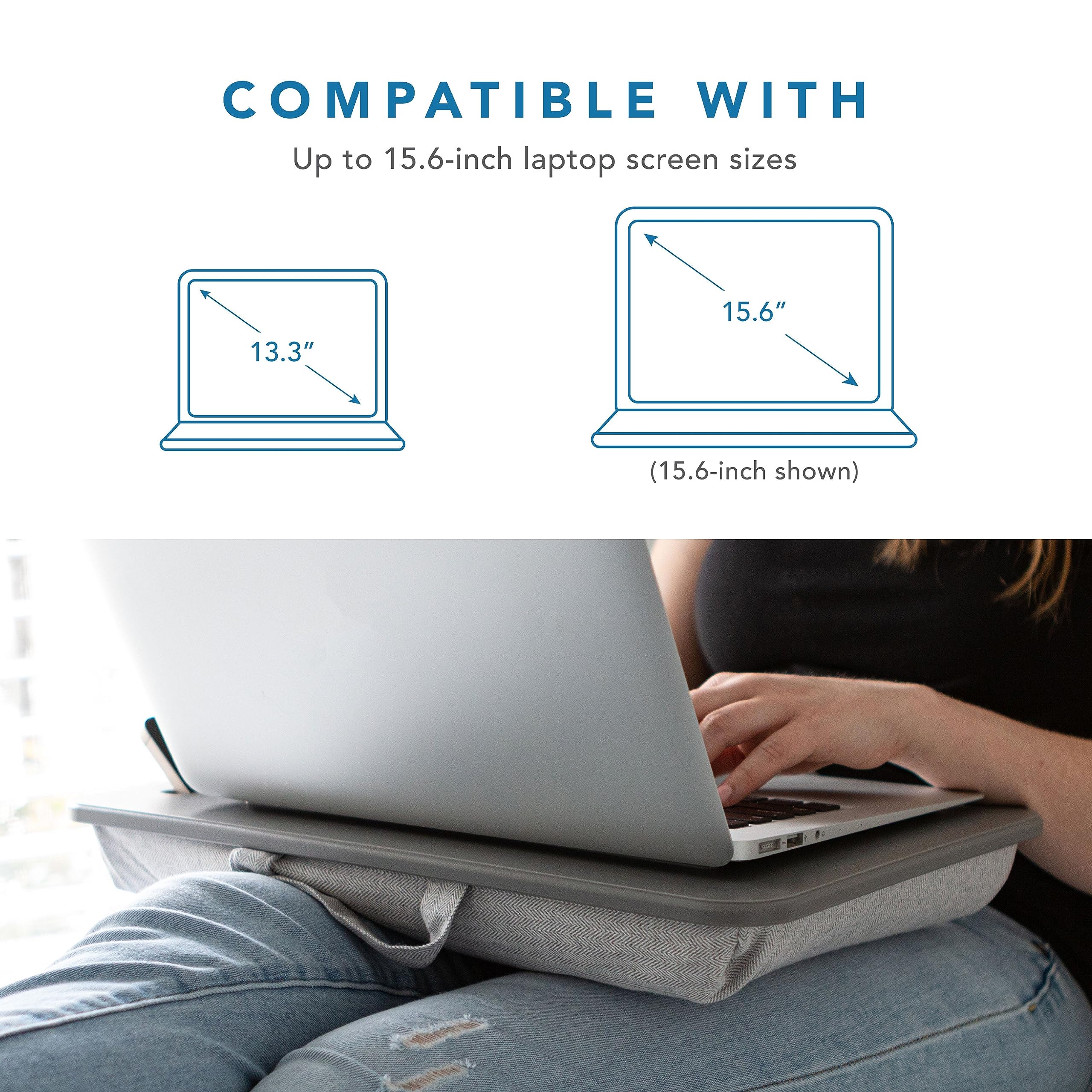 LAPGEAR Sidekick Lap Desk with Device Ledge and Phone Holder - Gray - Fits up to 15.6 Inch Laptops - Style No. 44215