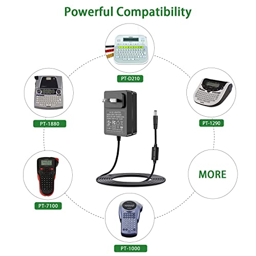 9V AC Power Adapter Printer Charger Cord for Brother Label Maker P-Touch PT-D210 PTD 210 PT-D200VP PTH110, 9 Volt DC Power Supply Replacement for Brother AD-24 AD-24ES AD-20 AD-30.