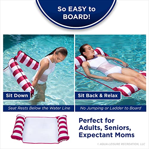 Aqua Original 4-in-1 Monterey Hammock Pool Float & Water Hammock – Multi-Purpose, Inflatable Pool Floats for Adults – Patented Thick, Non-Stick PVC Material