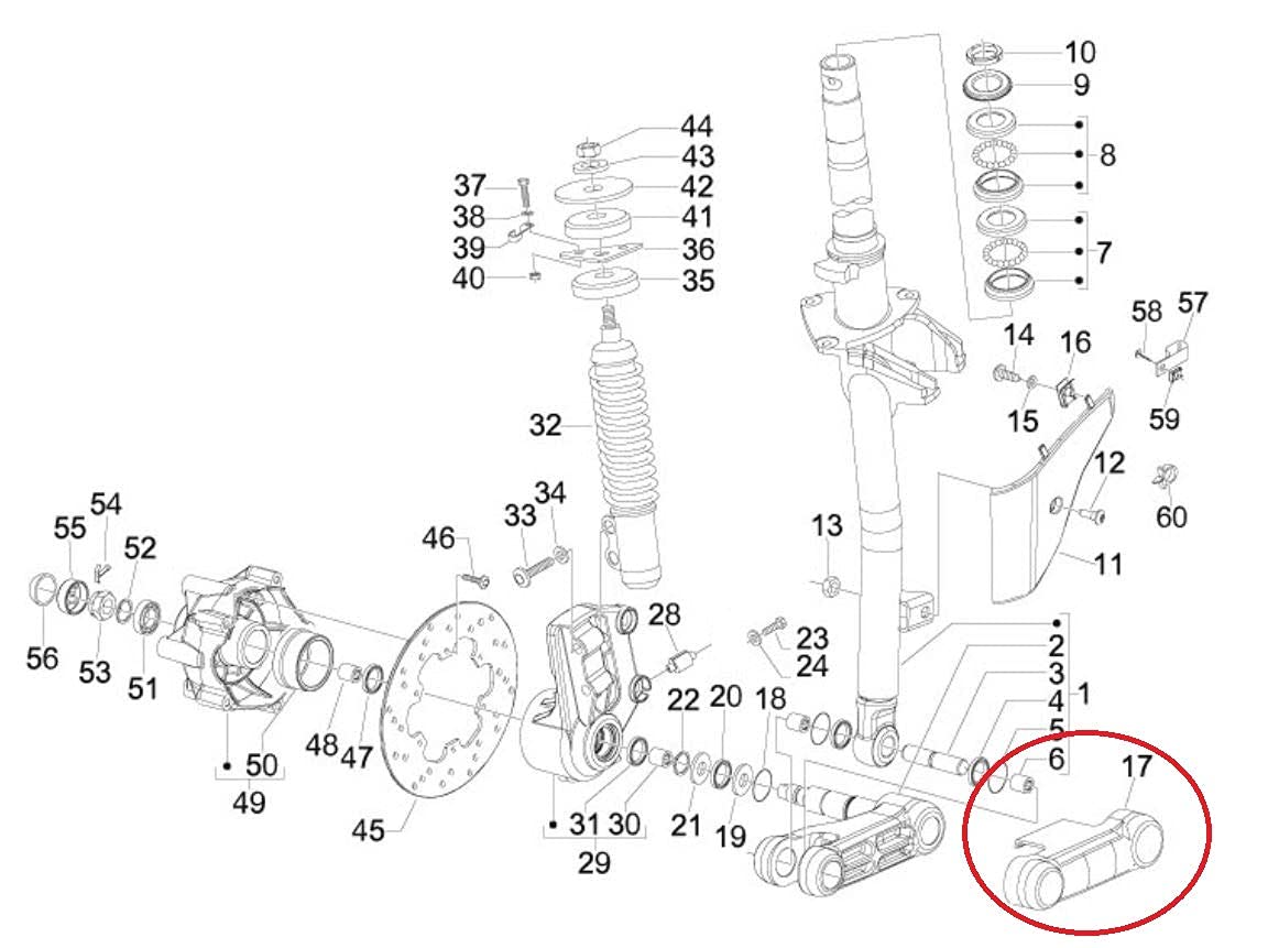 Oem Original Piaggio Vespa Front Suspension Arm Pivot Cover Straight Et2 Et4 Lx S Gts Gtv 50 100 125 150 200 250 300 561433