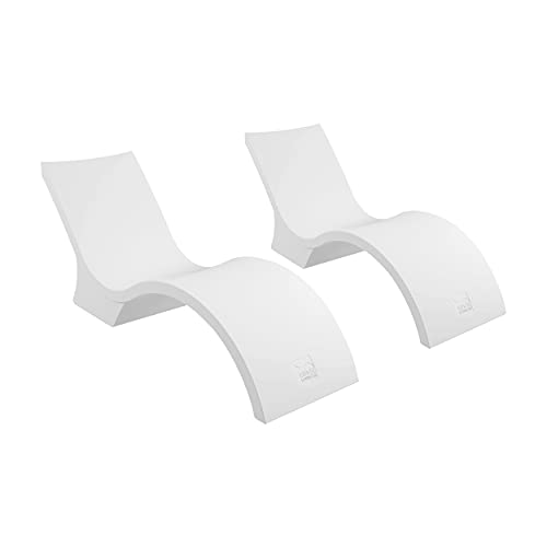 Ledge Lounger - Signature Chaise Deep - Inside Pool & Sun Shelf Lounge Chair - Designed for Deep Shelves 10”-15” - Compatible with All Pool Types - Poolside & Sun Deck Tanning - Set of 2 - White
