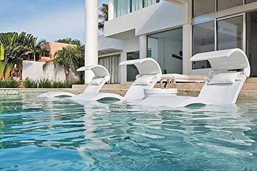 Ledge Lounger - Signature Chaise Deep - Inside Pool & Sun Shelf Lounge Chair - Designed for Deep Shelves 10”-15” - Compatible with All Pool Types - Poolside & Sun Deck Tanning - Set of 2 - White