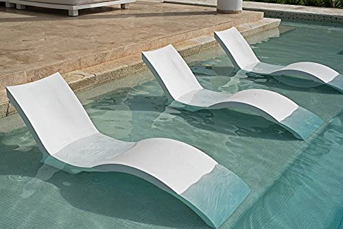 Ledge Lounger - Signature Chaise Deep - Inside Pool & Sun Shelf Lounge Chair - Designed for Deep Shelves 10”-15” - Compatible with All Pool Types - Poolside & Sun Deck Tanning - Set of 2 - White