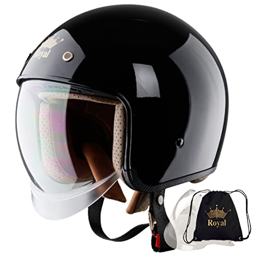 Royal M139 Open Face Motorcycle Helmet - Retro & Vintage Style, 3/4 Vespa & Scooter Helmet, Multi-Sport Impact Protection