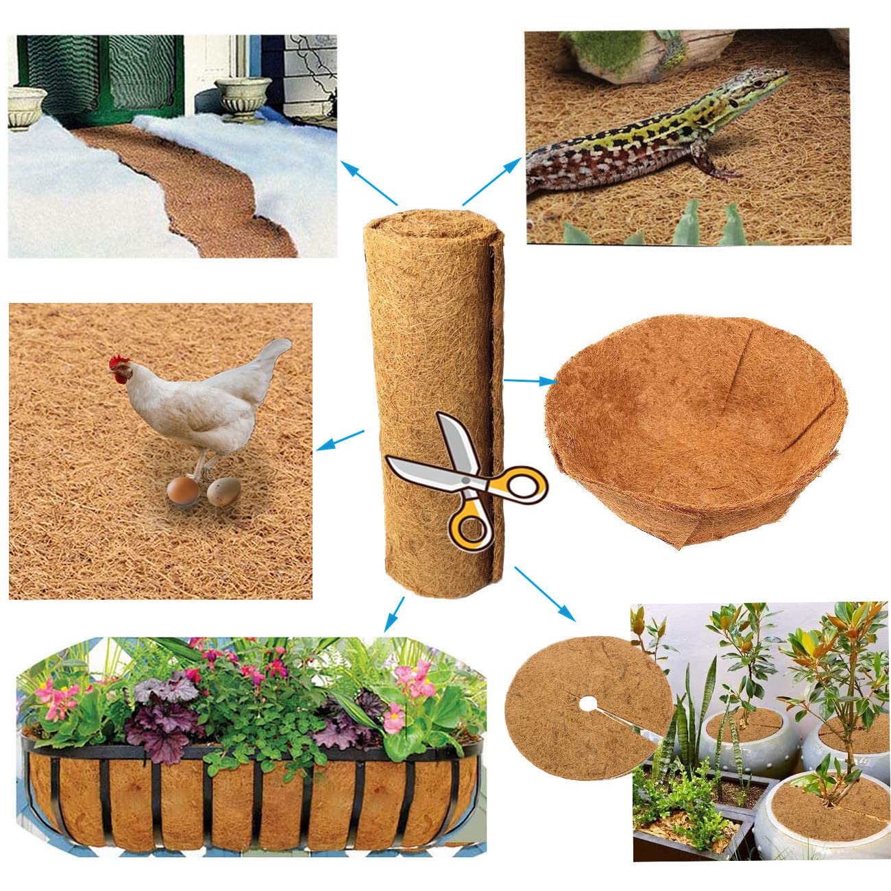 SUNYAY 12x40 inch Natural Coco Liner Roll Coconut Coir Liner Sheets Coco Mat for Planter Window Box Flower Basket Garden Decoration Animal Pet Pad
