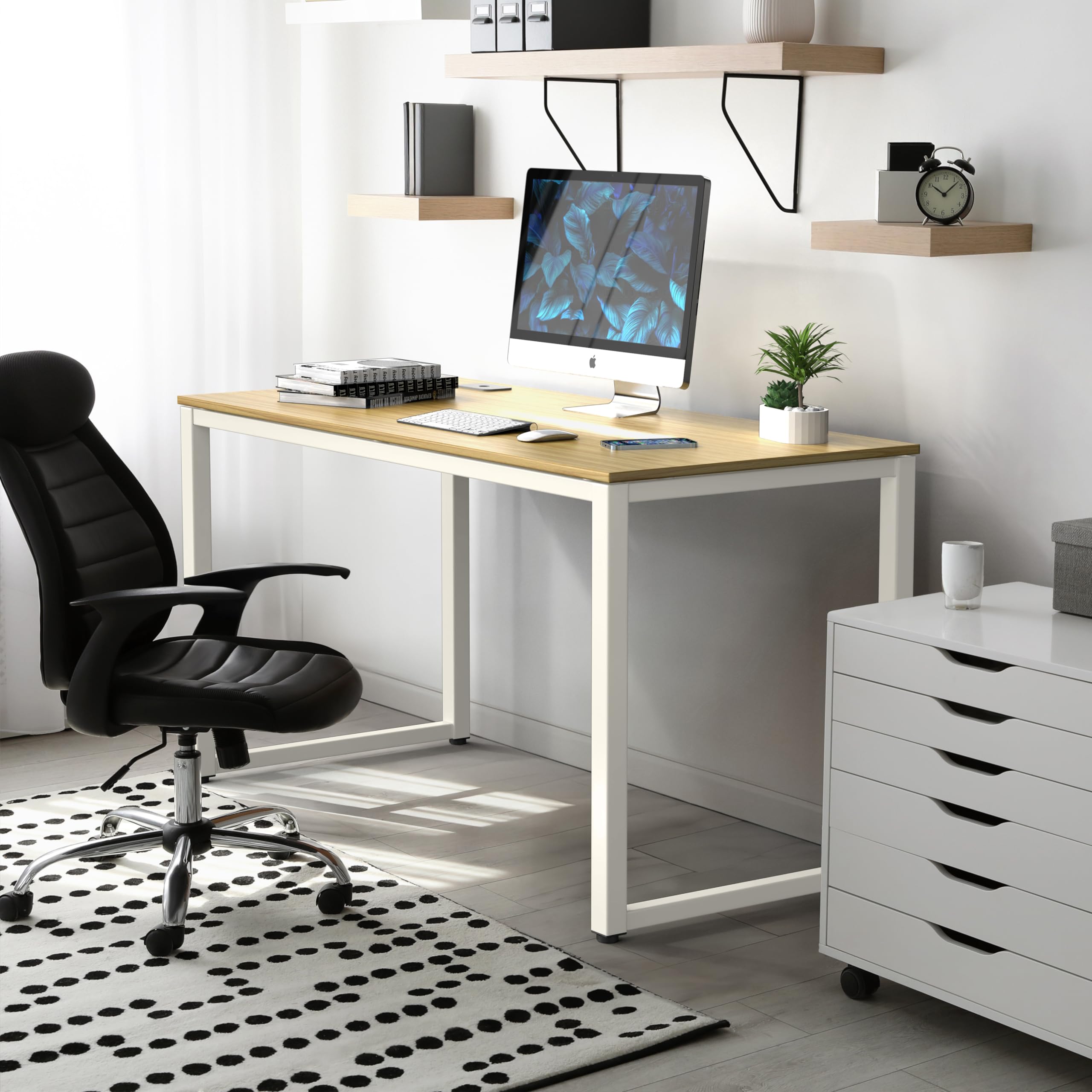 SHW Artwork Office 48-Inch Computer Desk, Oak