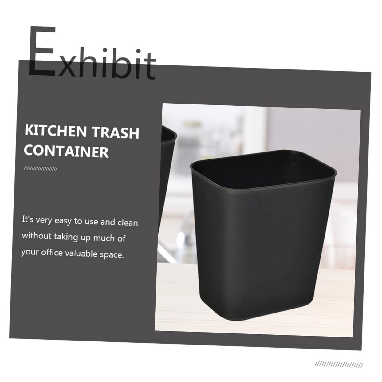 LIFKOME Office Decor Black Plastic Trash Can, 13 Gallon Capacity, 13" Wide