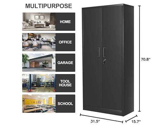 JUMMICO Metal Storage STELL Cabinets, 18 x 36, Black