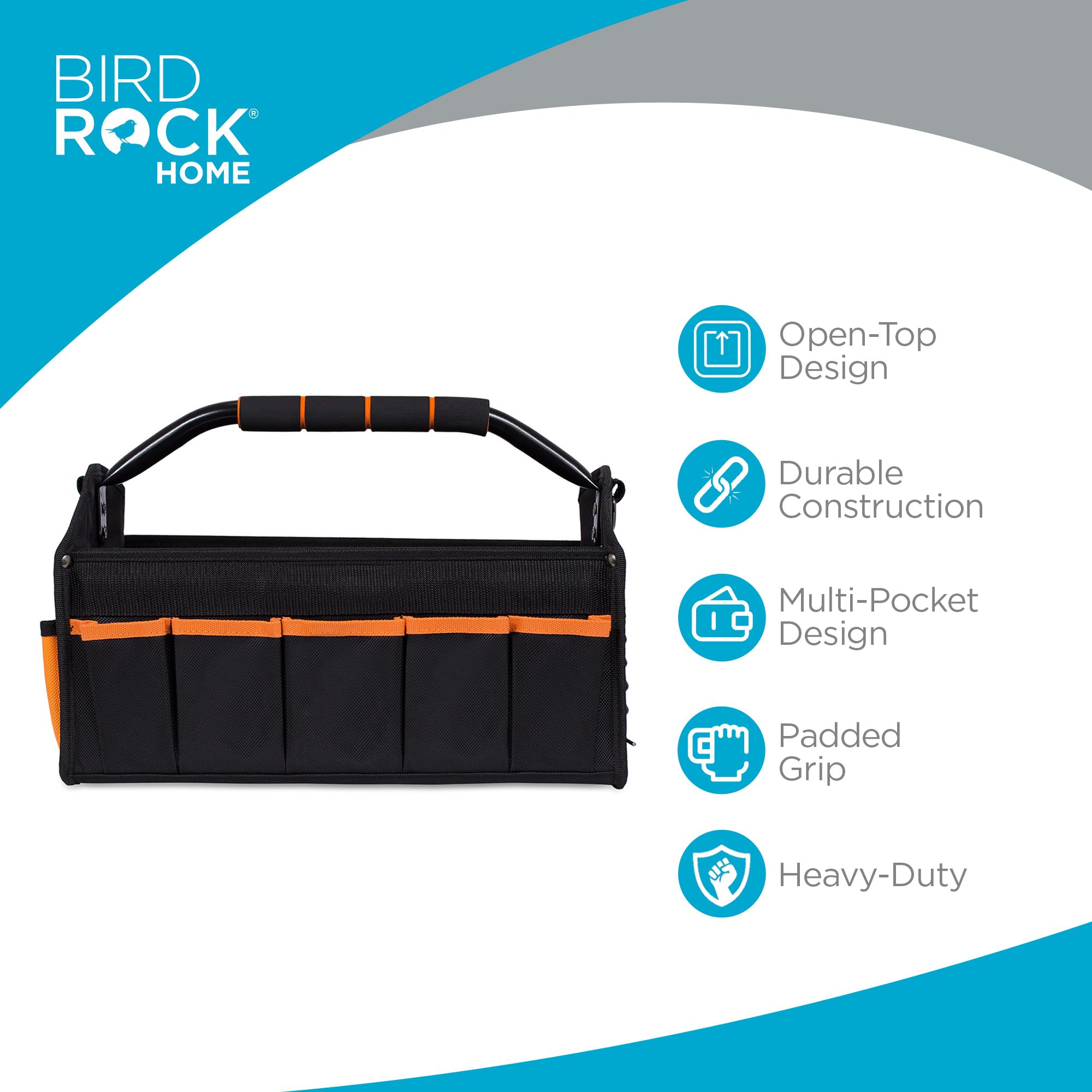INTERNET'S BEST Open Top Electricians Tool Bag - Custom Electrician Organizer, Tool Carrier - 16 Pocket Utility Tool Box - Portable Shoulder Tote for Tech, Plumbers, Painters, Construction - 17 Inch